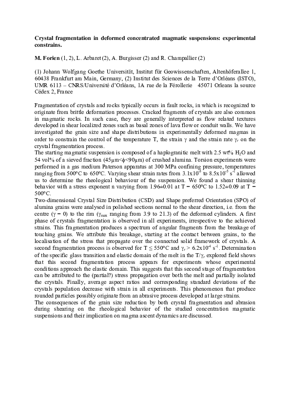 (PDF) Crystal fragmentation in deformed concentrated magmatic ...