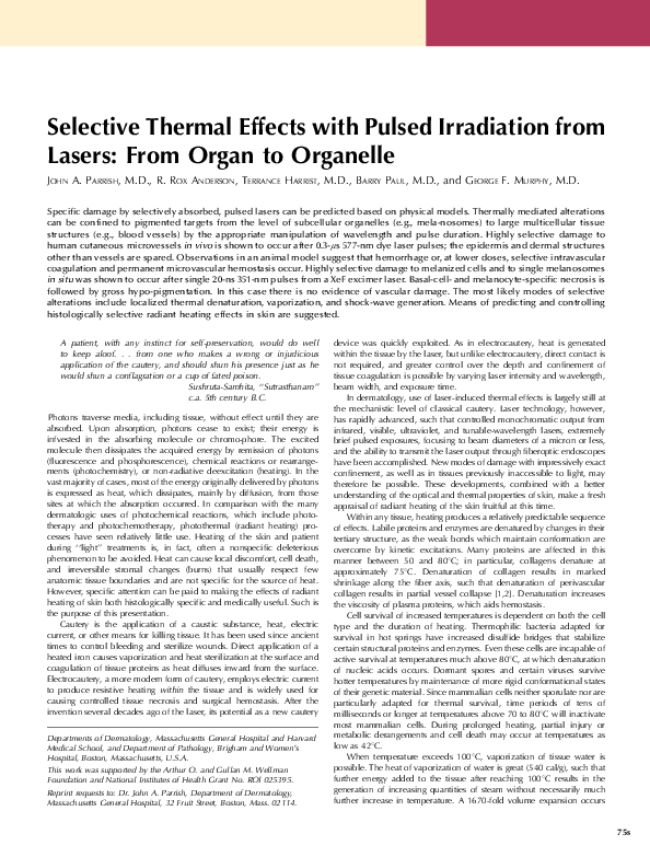 (PDF) Selective Thermal Effects with Pulsed Irradiation from Lasers ...