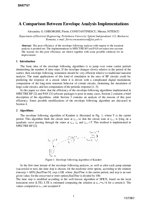 Pdf A Comparison Between Envelope Analysis Implementations Florin Constantinescu