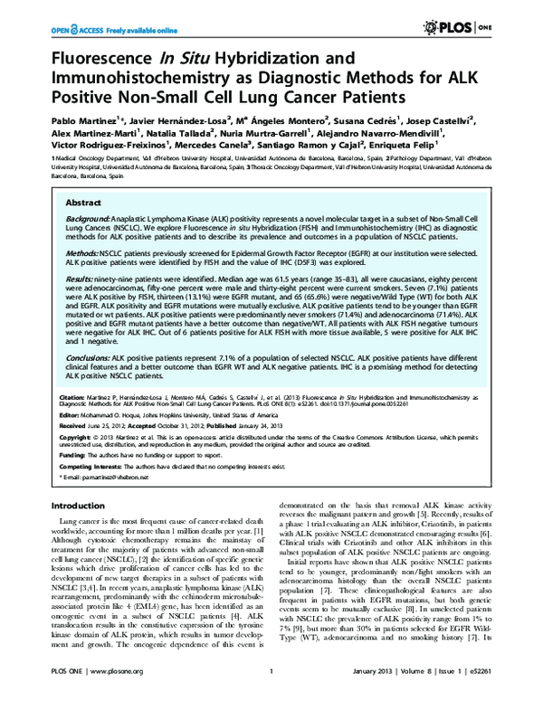 (PDF) Assessment of ALK Status by FISH on 1000 Spanish Non-Small Cell ...