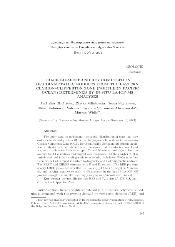 (PDF) Trace element and REY composition of polymetallic nodules from the Eastern Clarion ...