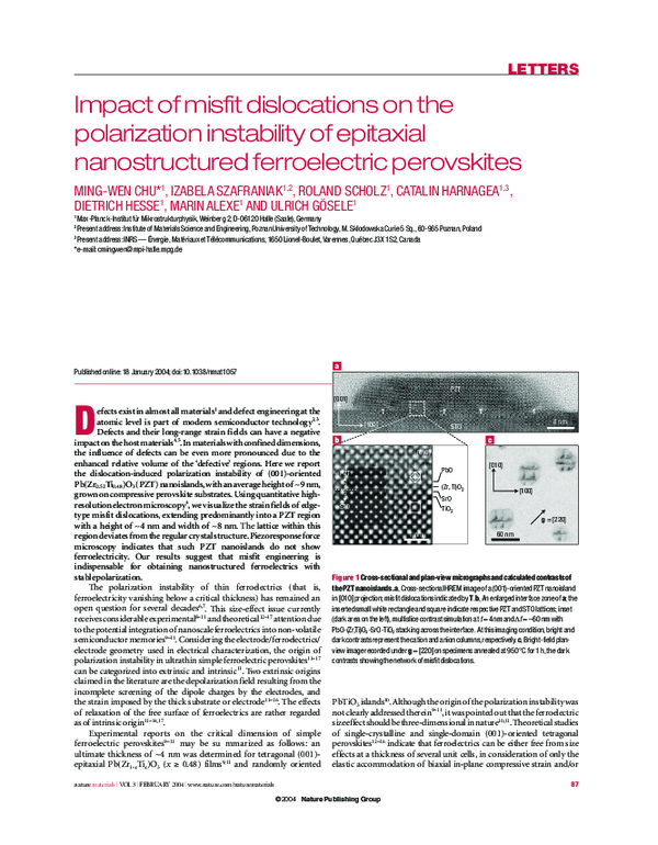 (PDF) Misfit Dislocations in Ferroelectric Thin films | M. Arredondo ...