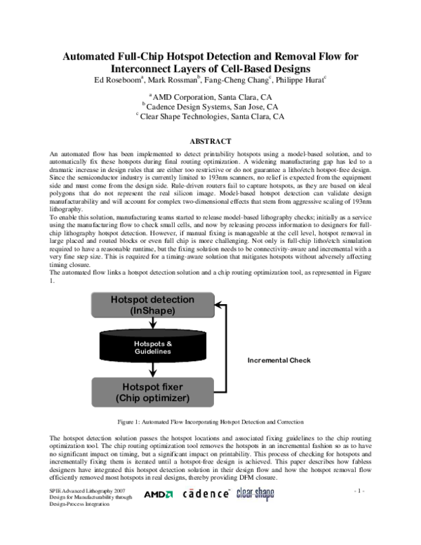 (PDF) Automated full-chip hotspot detection and removal flow for ...