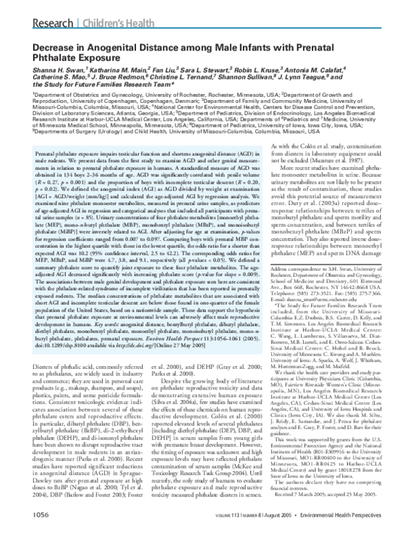(PDF) Decrease in Anogenital Distance among Male Infants with Prenatal ...