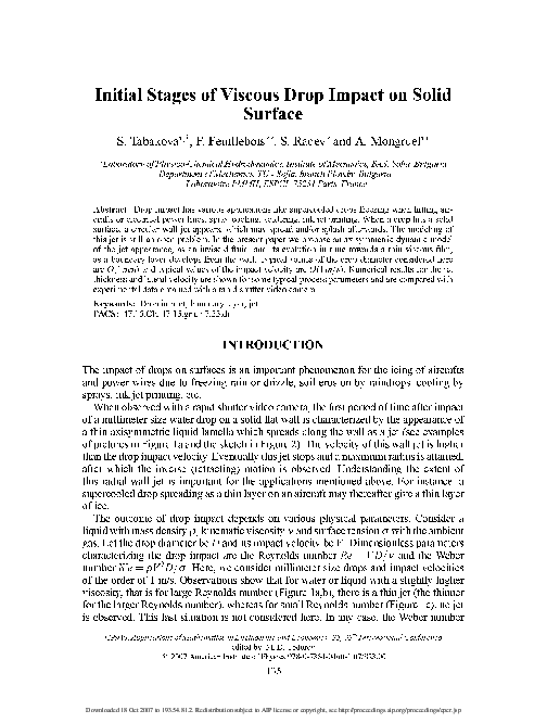 (PDF) Initial Stages of Viscous Drop Impact on Solid Surface