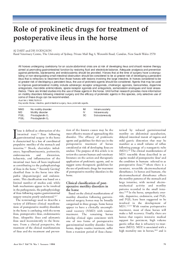 (PDF) Role of prokinetic drugs for treatment of postoperative ileus in ...