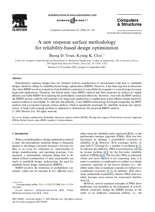 (PDF) A new response surface methodology for reliability-based design ... (PDF) A new response surface methodology for reliability-based design ...