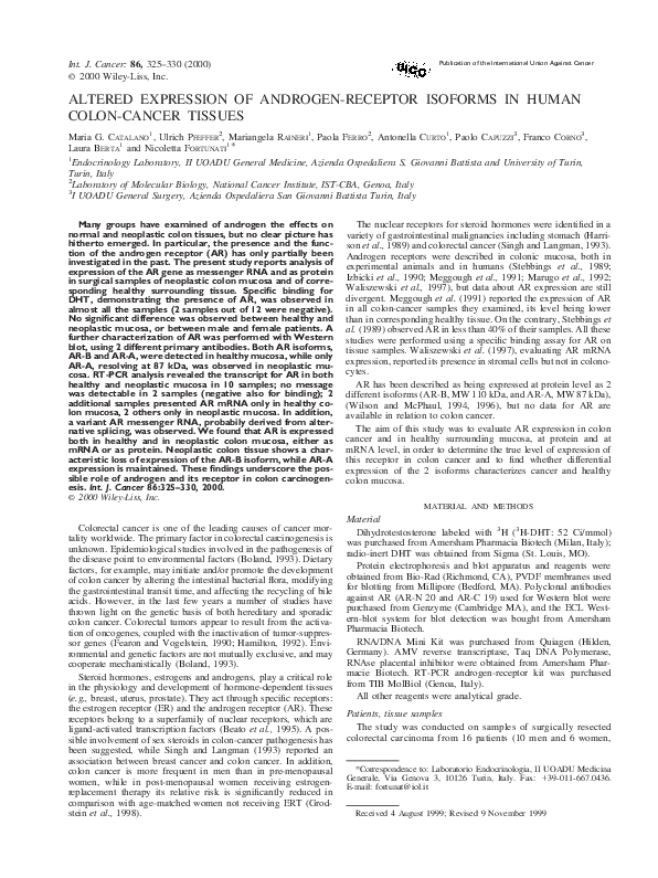 (PDF) Altered expression of androgen-receptor isoforms in human colon ...