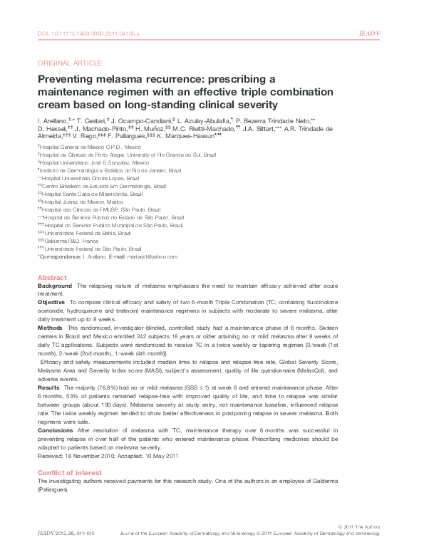 (PDF) Preventing melasma recurrence: prescribing a maintenance regimen ...