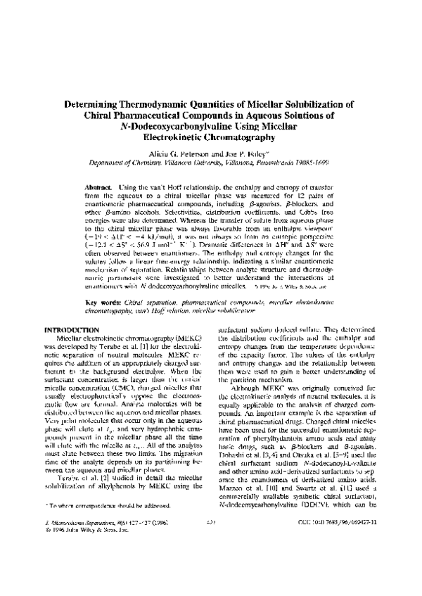 (PDF) Determining thermodynamic quantities of micellar solubilization of chiral pharmaceutical ...
