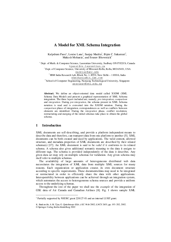 (PDF) A Model for XML Schema Integration
