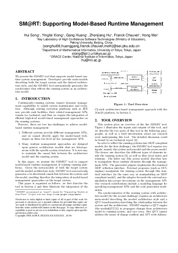 (PDF) SM@RT: Supporting Model-Based Runtime Management | Zhenjiang Hu ...