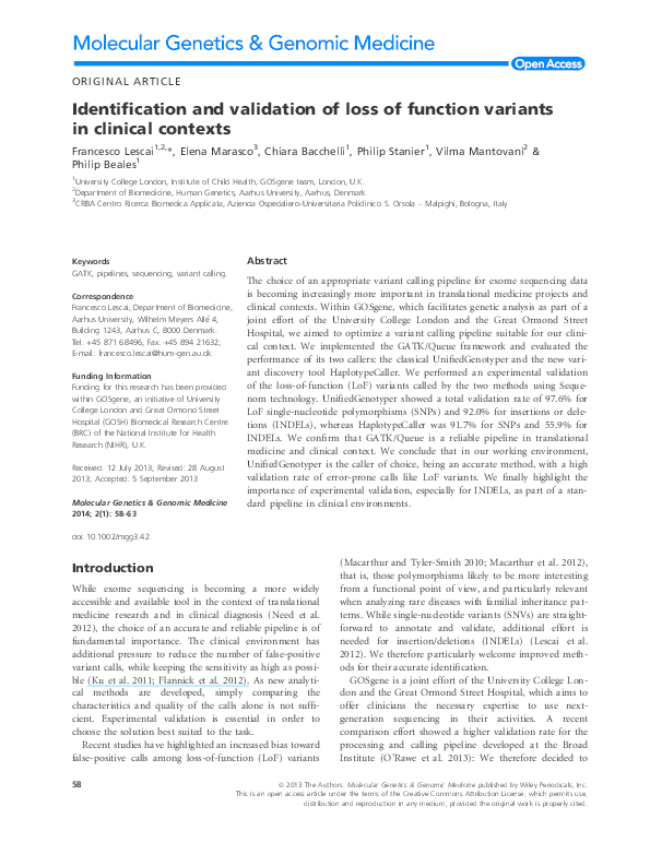Pdf Identification And Validation Of Loss Of Function Variants In