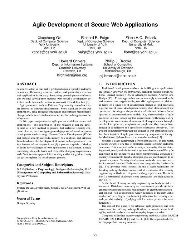 (PDF) Agile development of secure web applications