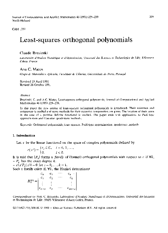 (PDF) Least-squares orthogonal polynomials