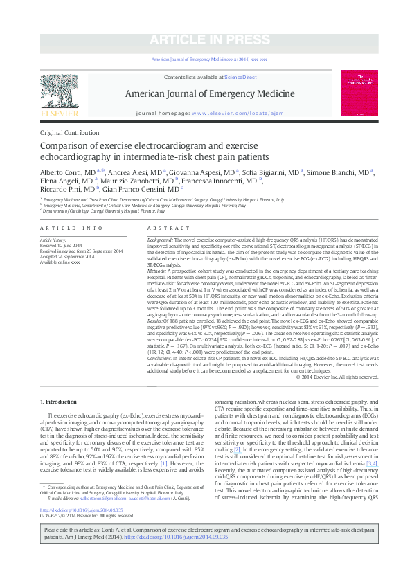 (PDF) Comparison of exercise electrocardiogram and exercise ...