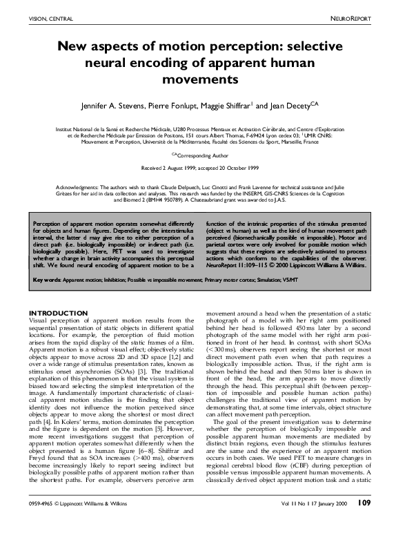 (PDF) New aspects of motion perception