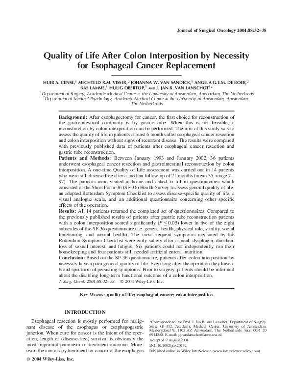 (PDF) Quality of life after colon interposition by necessity for ...