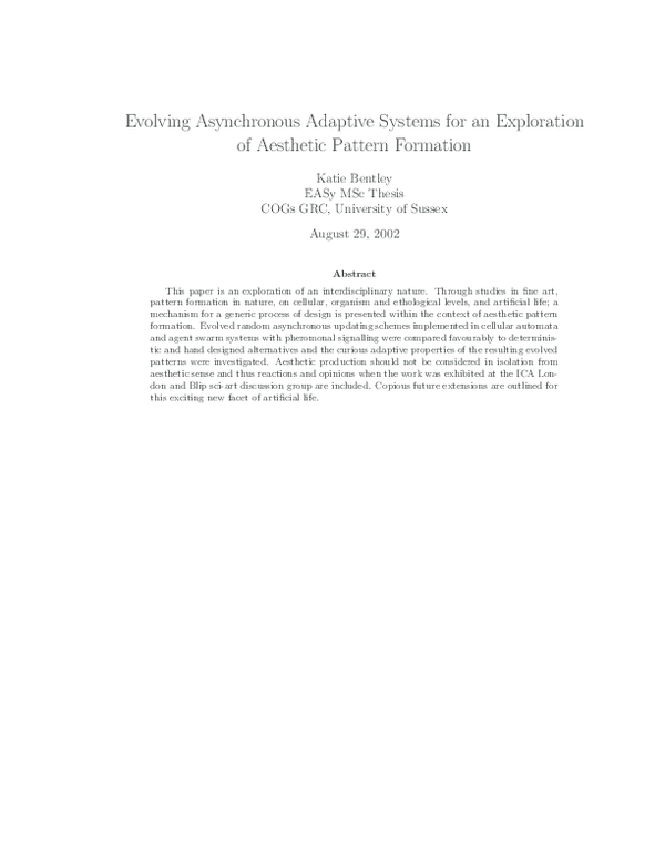 Pdf Evolving Asynchronous Adaptive Systems For An Exploration Of