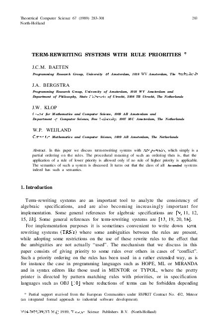 (PDF) Term-rewriting systems with rule priorities | Jan Klop - Academia.edu