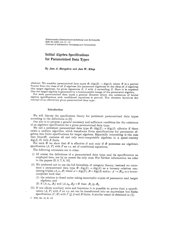 Pdf Initial Algebra Specifications For Parametrized Data Types