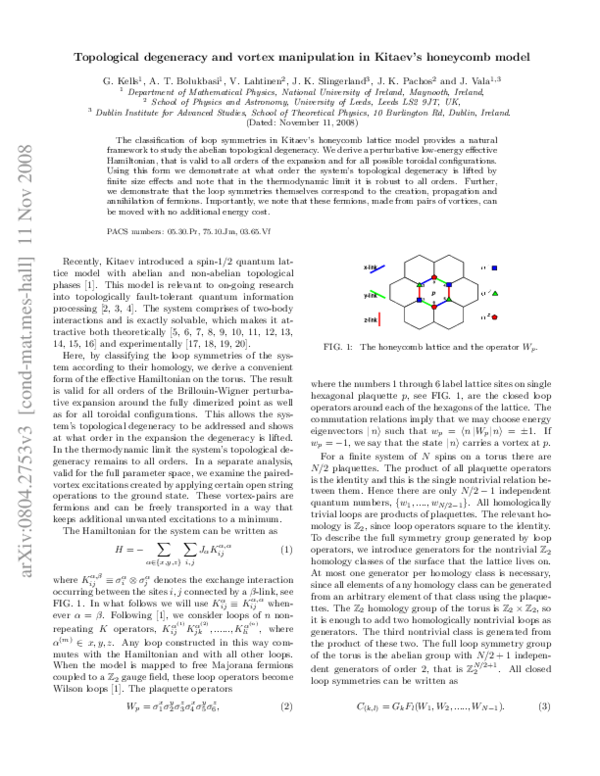 (PDF) Topological Degeneracy and Vortex Manipulation in Kitaev’s Honeycomb Model