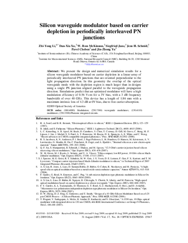 (PDF) Silicon waveguide modulator based on carrier depletion in ...