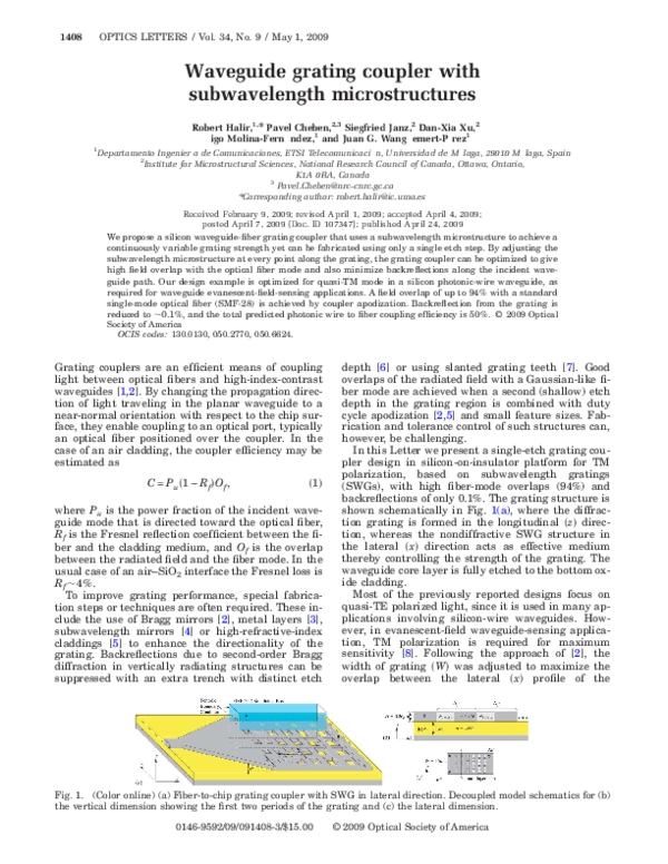 (PDF) Waveguide grating coupler with subwavelength microstructures