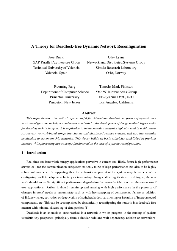 Pdf A Theory For Deadlock Free Dynamic Network Reconfiguration Part I