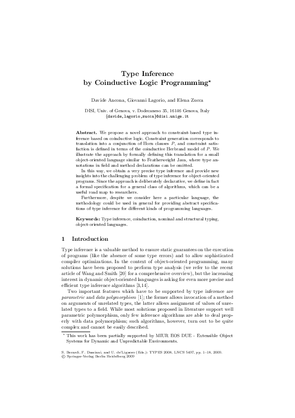 (PDF) Type Inference by Coinductive Logic Programming