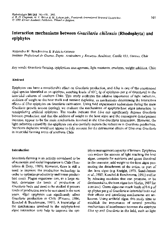 (PDF) Interaction mechanisms between Gracilaria chilensis (Rhodophyta ...