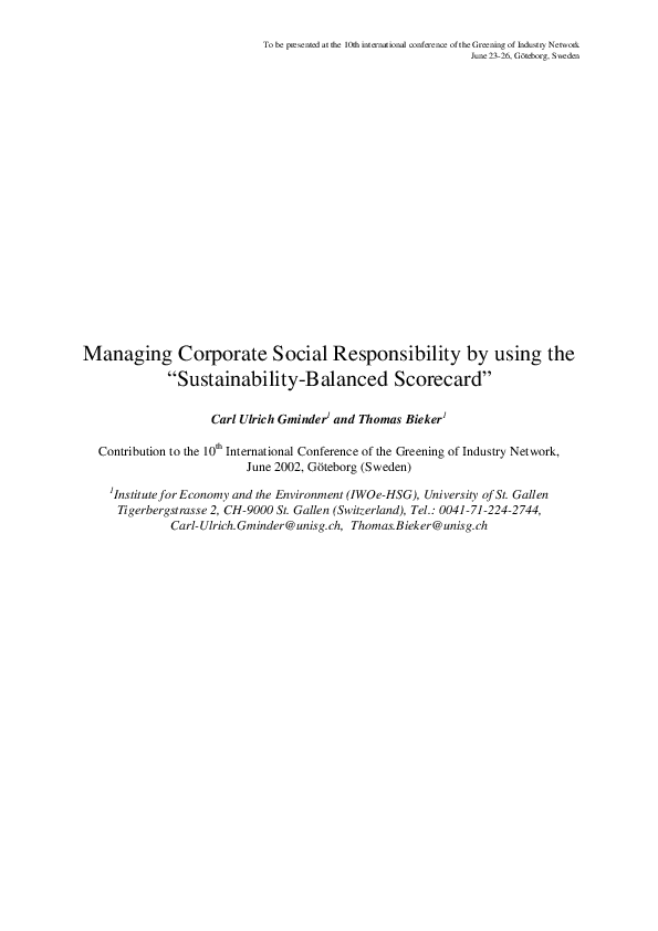 (PDF) Managing Corporate Social Responsibility by using the ...