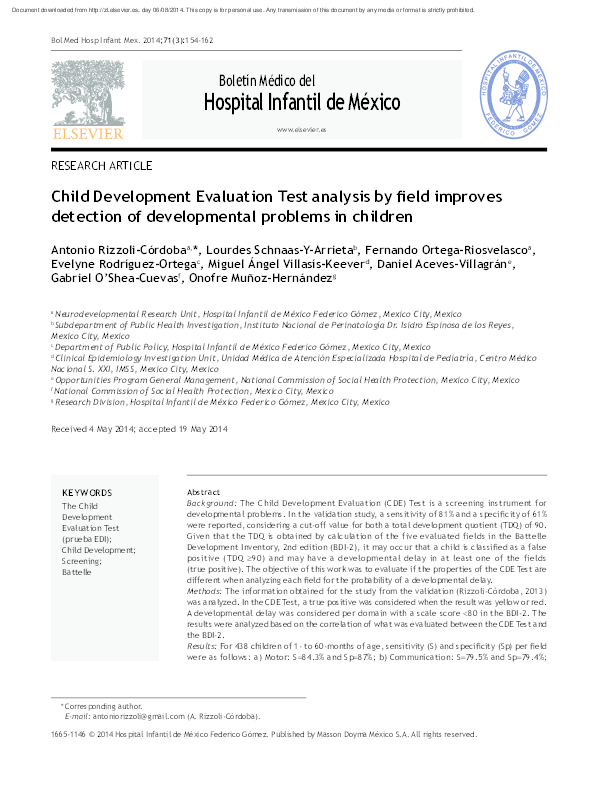 (PDF) Child Development Evaluation Test analysis by fi eld improves ...