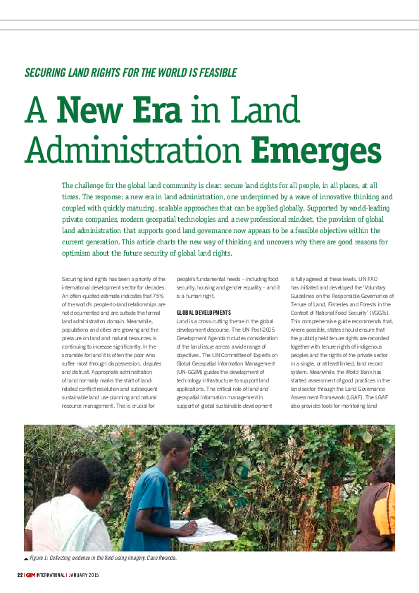 (PDF) A New Era in Land Administration Emerges: Securing Land Rights ...