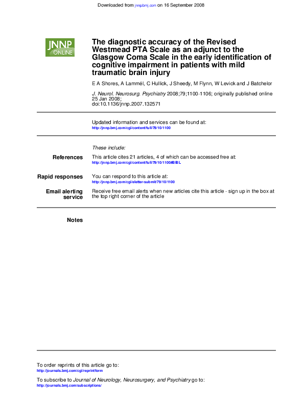 (PDF) The diagnostic accuracy of the Revised Westmead PTA Scale as an ...