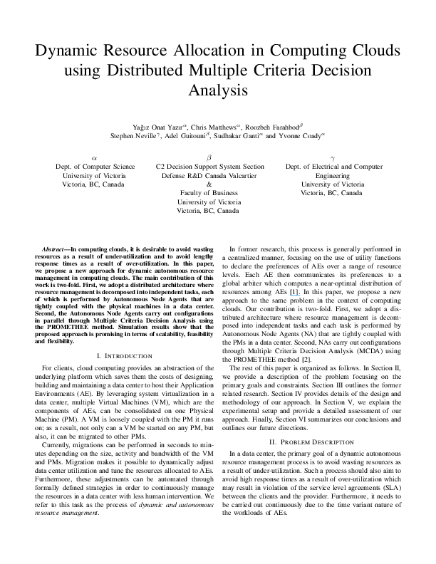 Pdf Dynamic Resource Allocation In Computing Clouds Using Distributed 1987