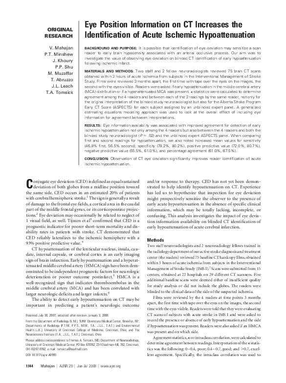 (PDF) Eye Position Aids Detection of Ischemic Hypoattenuation