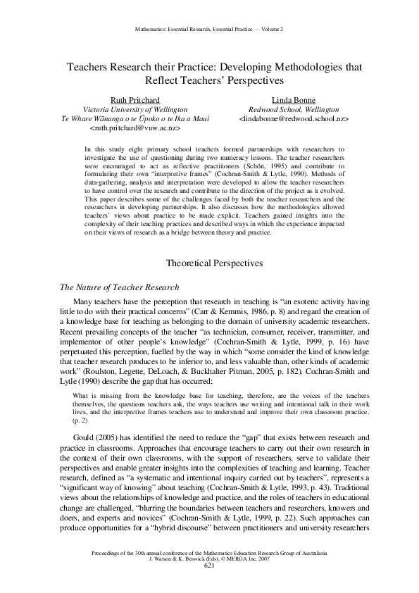 (PDF) Teachers Research their Practice: Developing Methodologies that ...