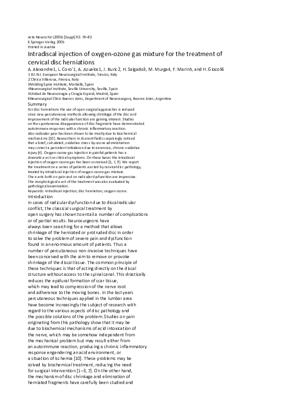 (PDF) Intradiscal injection of oxygen-ozone gas mixture for the ...