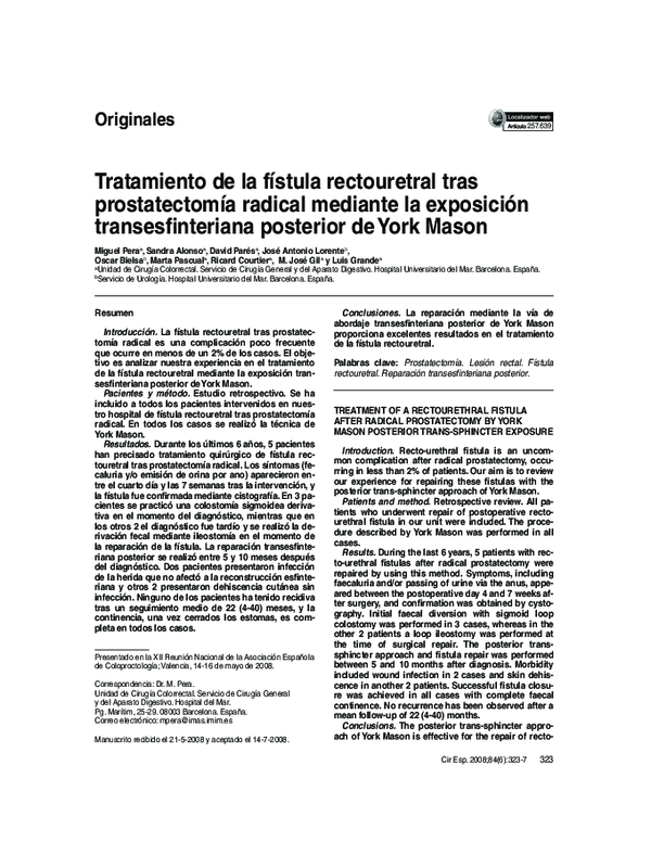 (PDF) Tratamiento de la fístula rectouretral tras prostatectomía ...