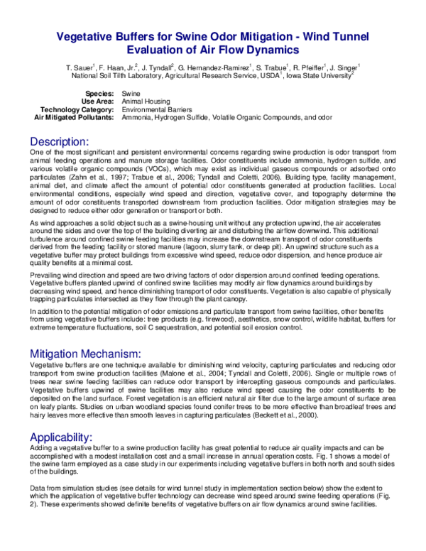 (PDF) Vegetative Buffers for Swine Odor Mitigation - Wind Tunnel ...