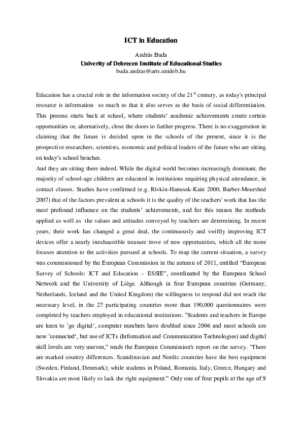 (PDF) ICT in Education