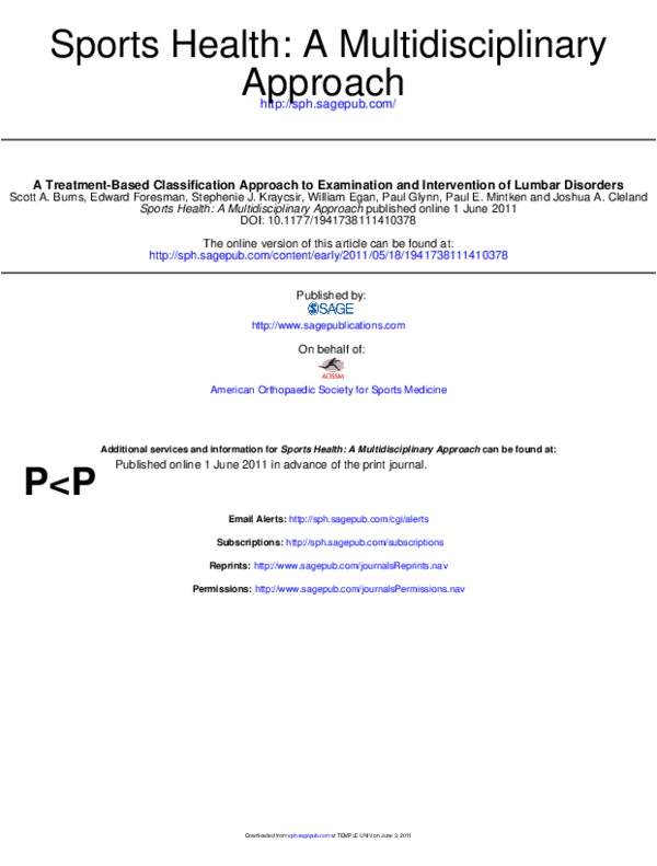 (PDF) A Treatment-Based Classification Approach to Examination and ...