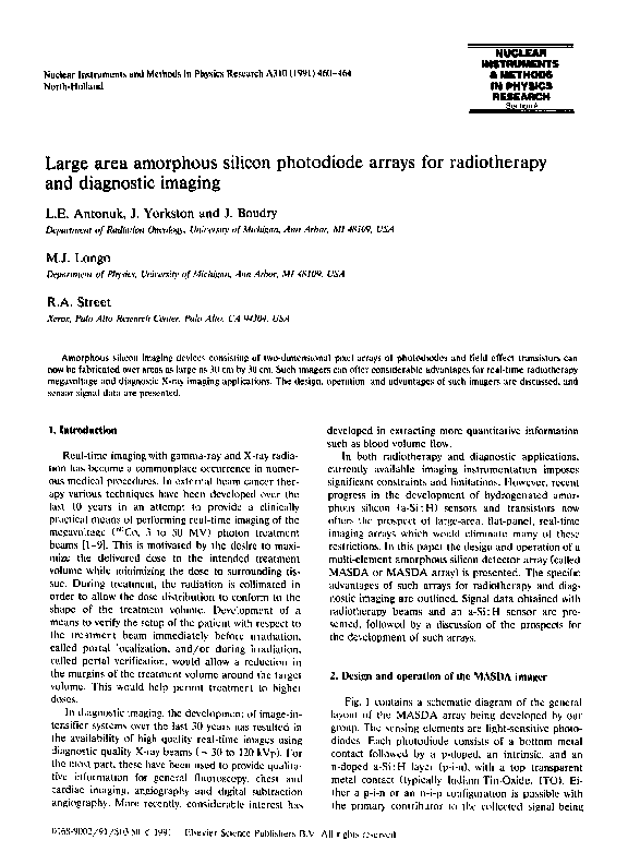 (PDF) Large area amorphous silicon photodiode arrays for radiotherapy ...