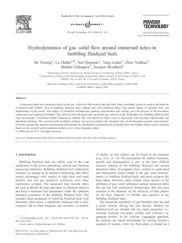 (PDF) Hydrodynamics of gas–solid flow around immersed tubes in bubbling fluidized beds