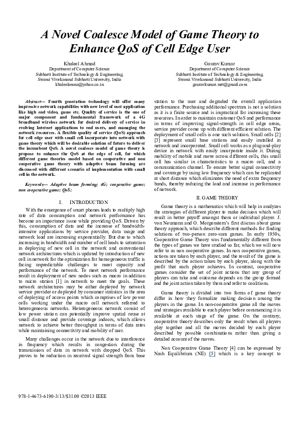 (PDF) A novel coalesce model of game theory to enhance QoS of cell edge ...
