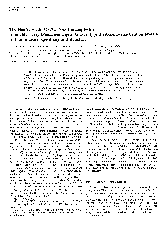 (PDF) The NeuAc(alpha-2,6)-Gal/GalNAc-Binding Lectin from Elderberry ...
