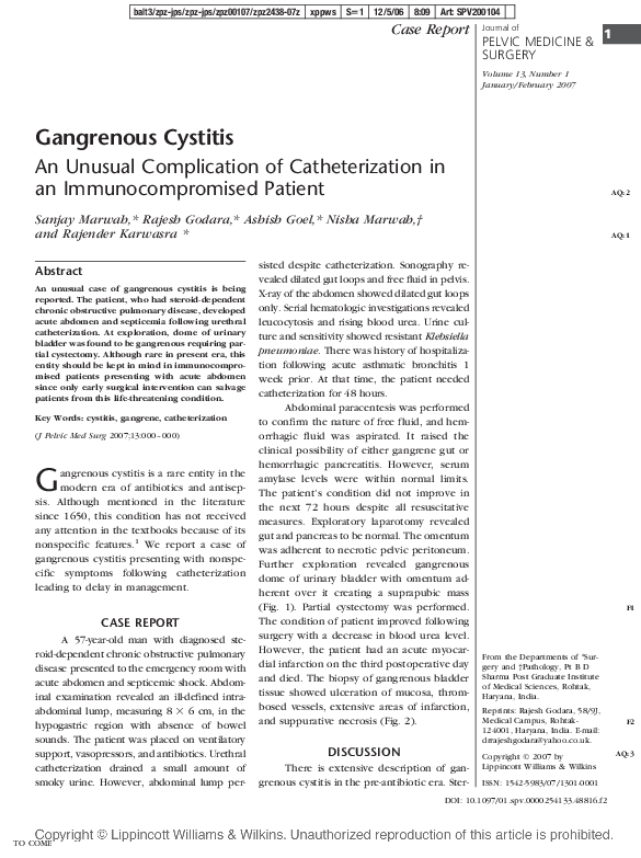 (PDF) Gangrenous Cystitis