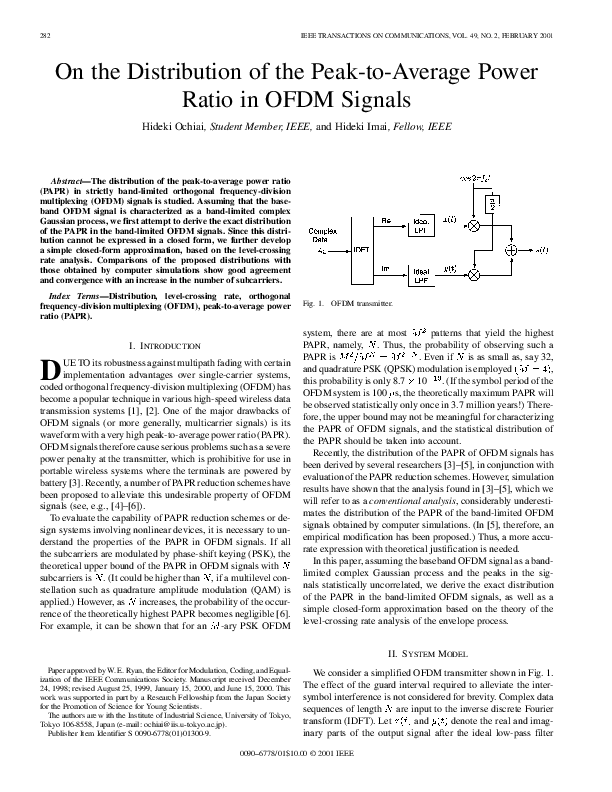 (PDF) On the distribution of the peak-to-average power ratio in OFDM ...