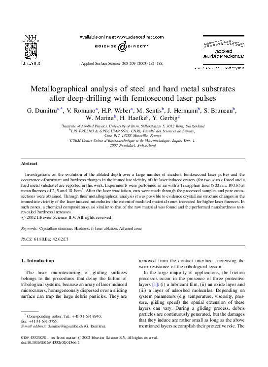 (PDF) Metallographical analysis of steel and hard metal substrates ...